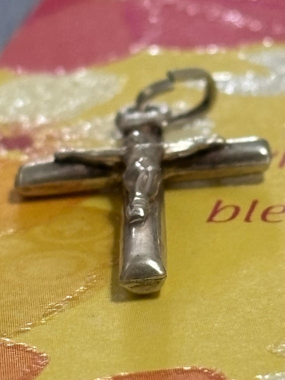 vintage Sterling tubular Jesus Cross pendant, Vintage… - Gem