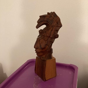 Vintage King Pacal From Palenqua Mayan, Mayan Deity Wooden Carved ...