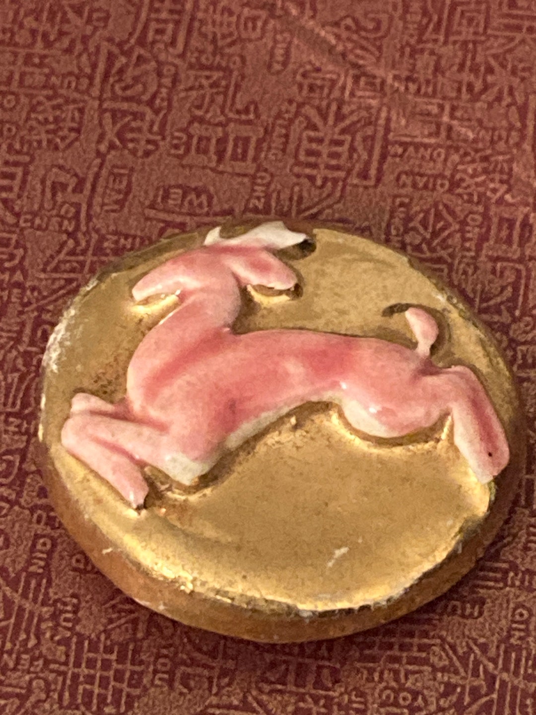 Antique Large Ceramic Deer Button, Antique Raised Relief Reindeer ...