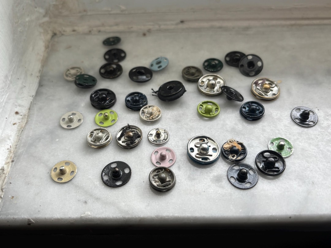 Vintage Dressmaking Metal Snaps, 1950s LARGE Clothing Snaps, Vintage Metal Snaps, 1920 Sewing ...