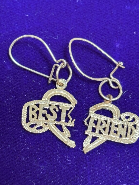 14k Solid Gold Best Friends Broken Heart pierced earr… - Gem