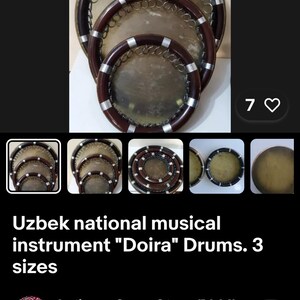 Vintage Asian Tambourine, Uzbek National Musical Instrument Doira Drums ...