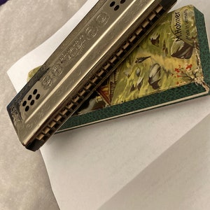 Vintage H Hohner the Echo Harp German Harmonica 80 Note Holes, Bell Metal Reeds Harmonica ...