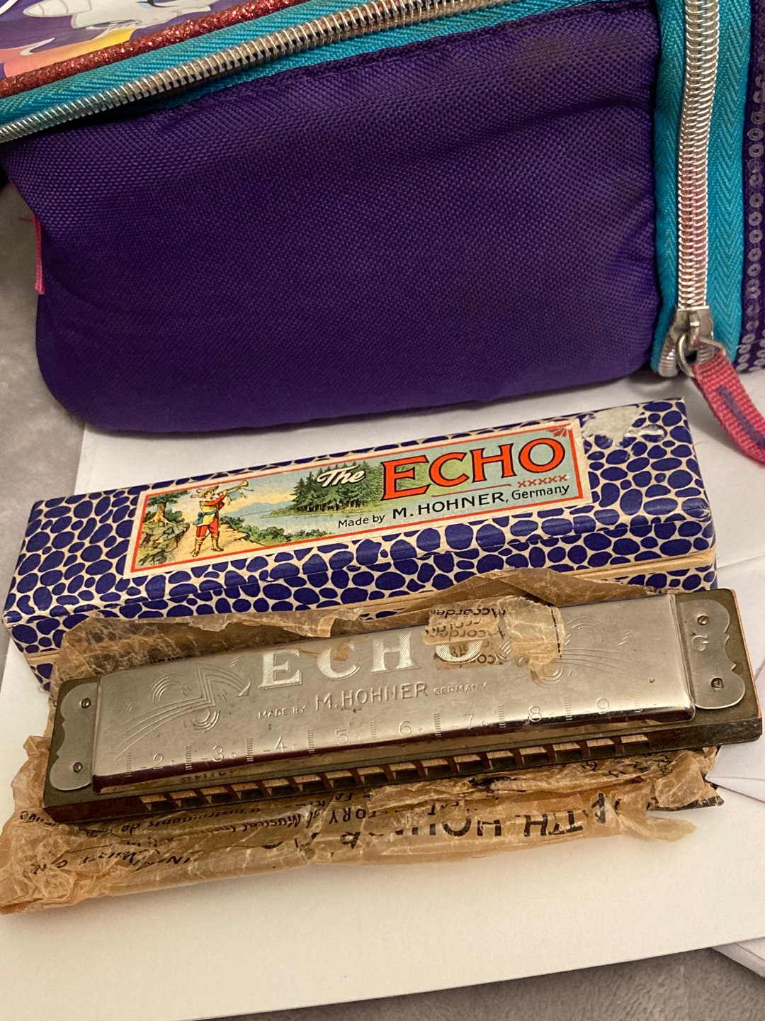 Vintage H Hohner German Harmonica 32, Silver Metal 6” With Nails Great ...