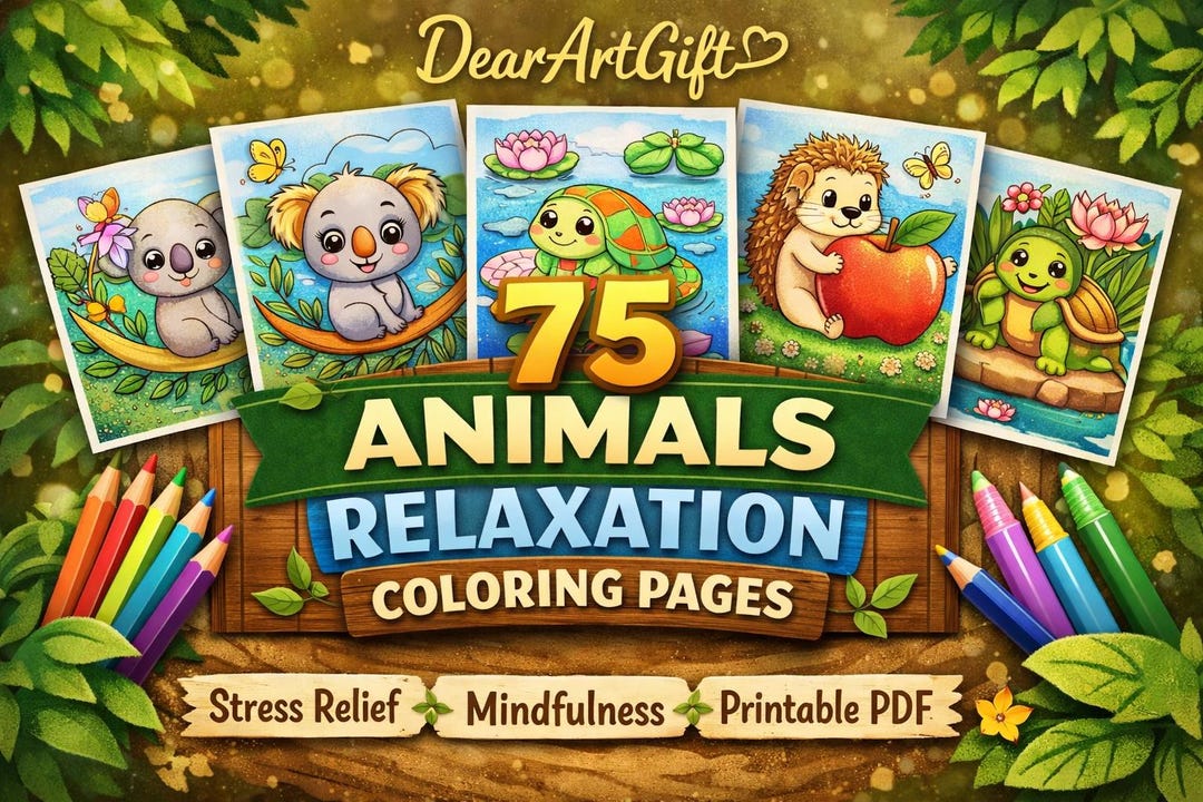 75 Animals Relaxation Coloring Pages PDF | Mindful Animal Coloring Book ...