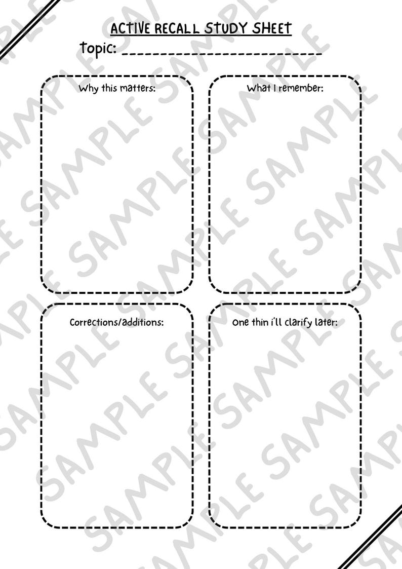 Active Recall Study Sheet by Celebratenotes - Etsy