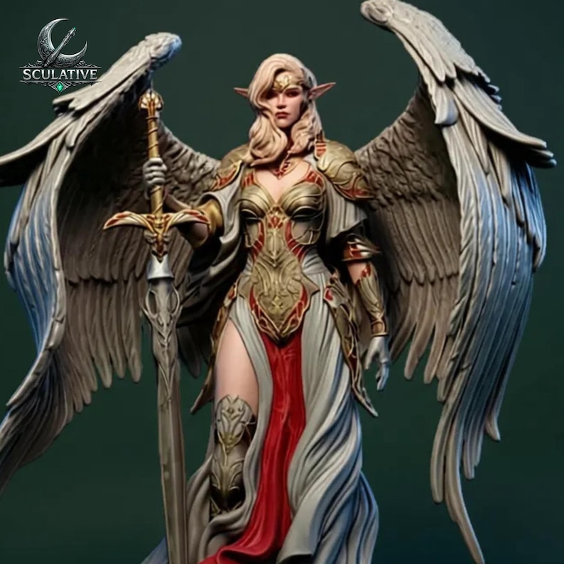 Elf Valkyrie Angel STL Statue | Winged Fantasy Elf Warrior | 1:6 Scale ...