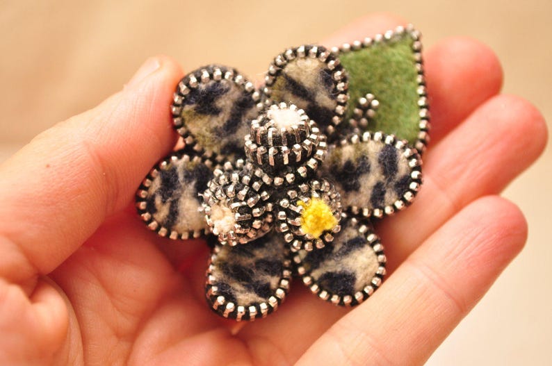 Wool Felt Brooch Unique Zipper Pin Wool Flower Brooch Felt Wool Brooch ...