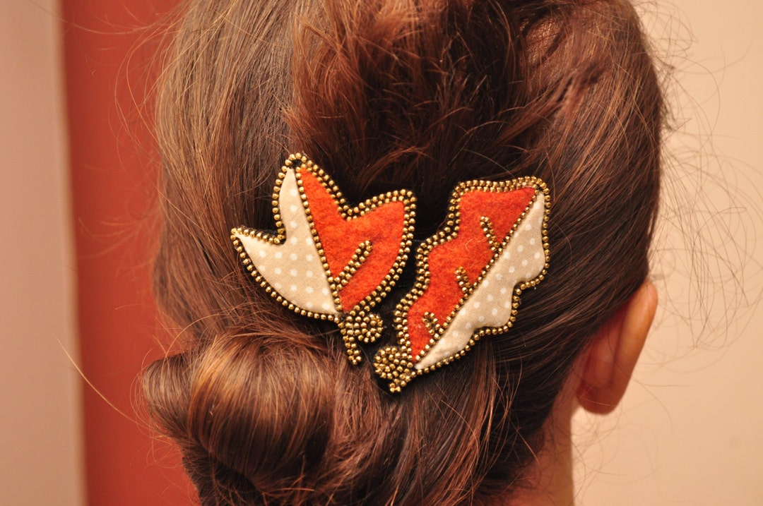 Orange Leaf Hair Clip Woman Hair Barrette Zipper Leaf Hair Clip Hair ...