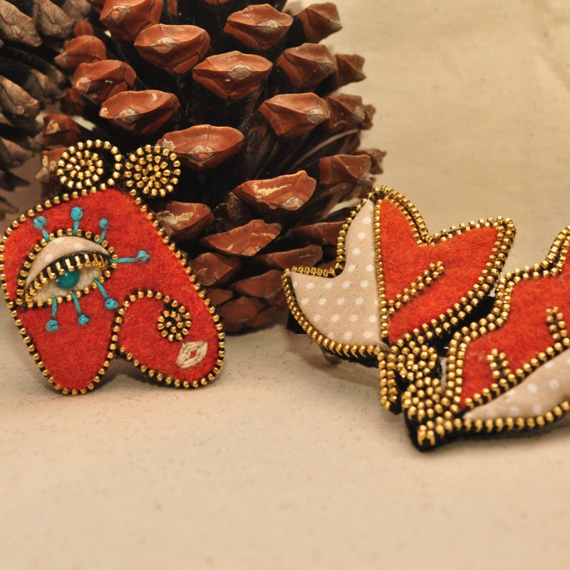 Felt Zipper Brooch - Etsy