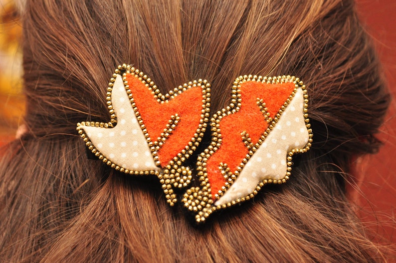 Orange Leaf Hair Clip Woman Hair Barrette Zipper Leaf Hair Clip Hair ...