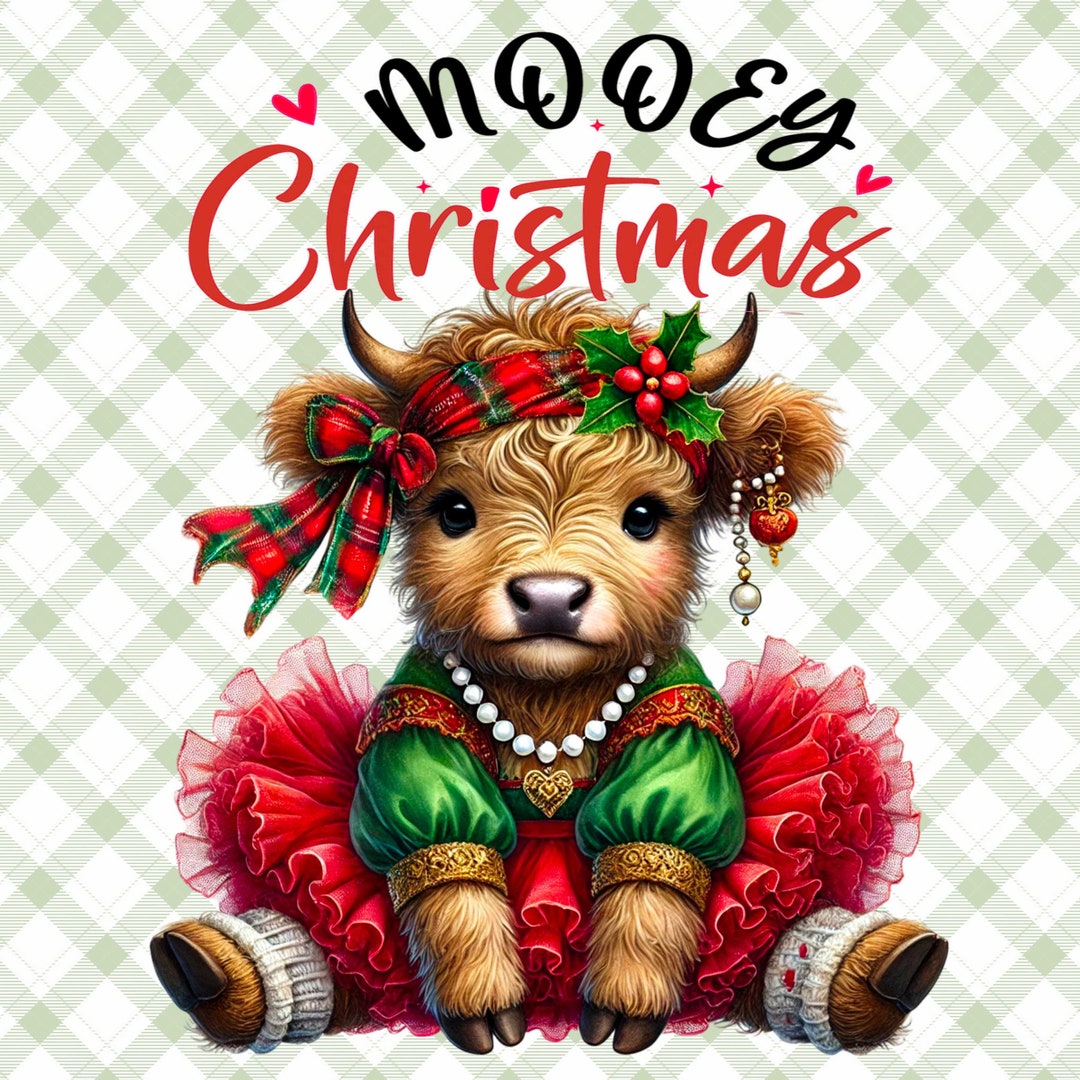 Mooey Christmas Highland Cow Wreath Sign - 10" Square Sublimated ...
