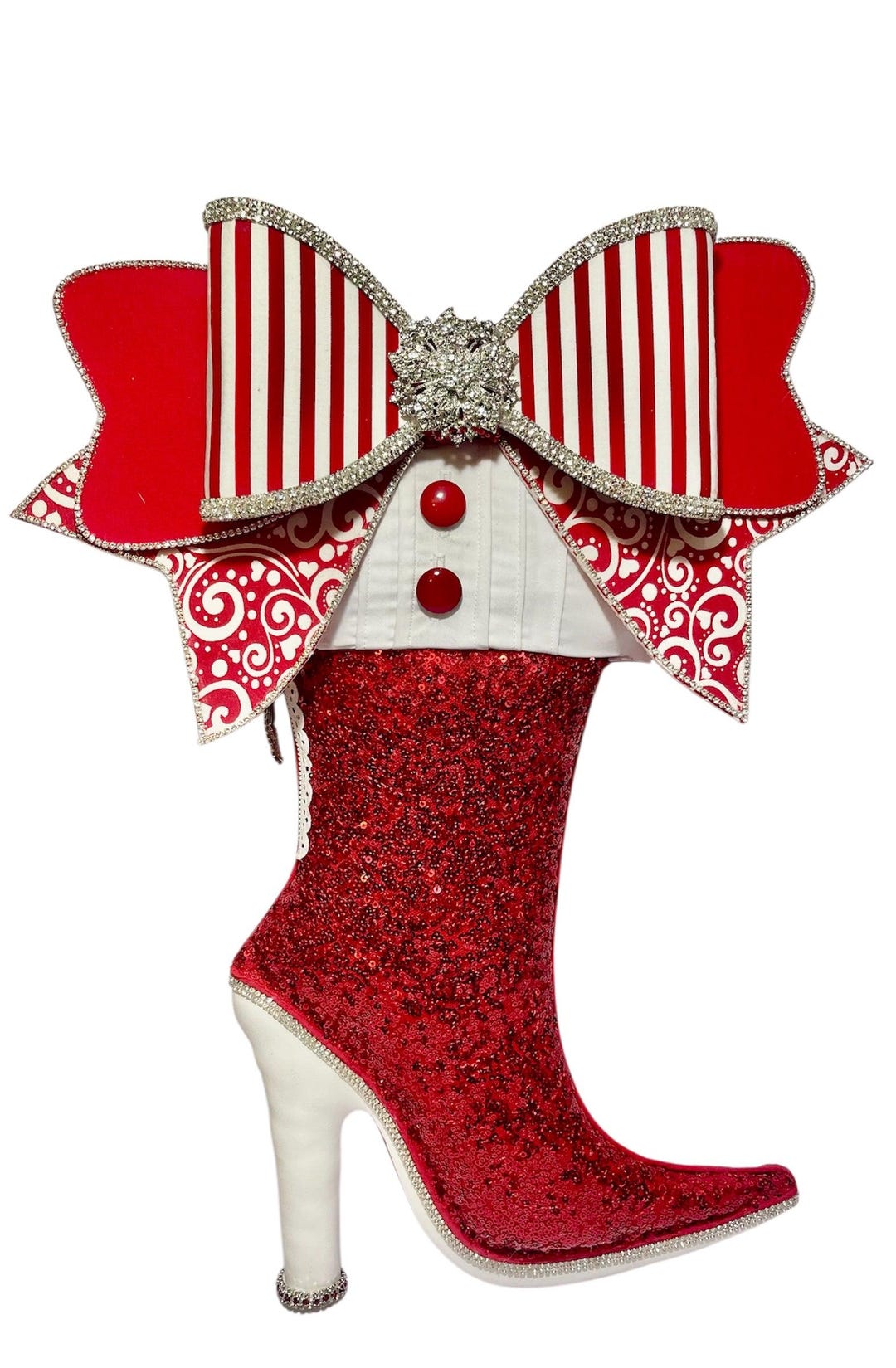 Red Tuxedo Bougie Boot Wreath Attachment – Glitter High Heel With ...