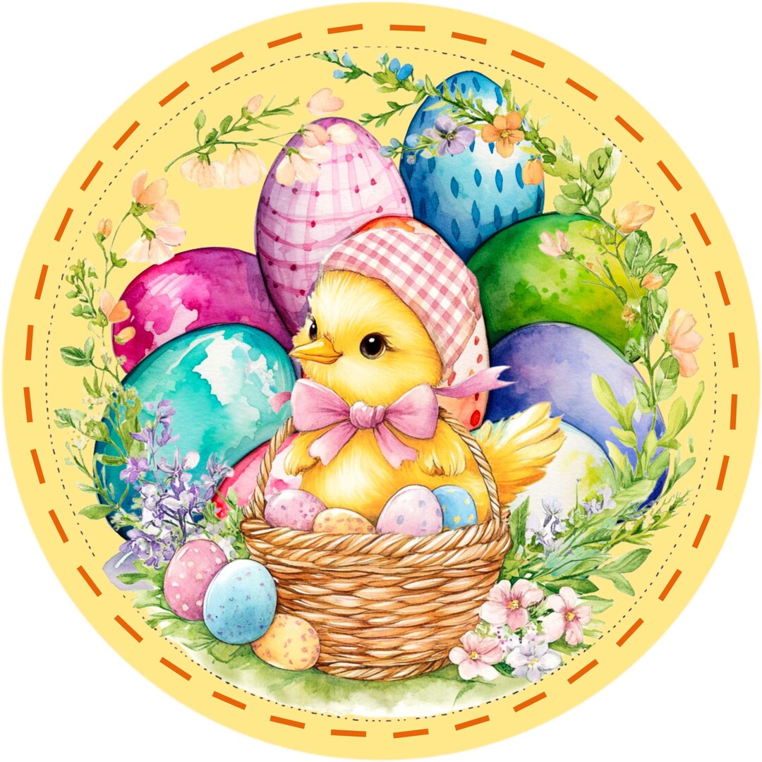 Vintage Baby Chick Easter Sign - Old-fashioned Round Spring Decor - Etsy