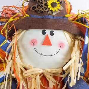 Happy Fall Scarecrow Wreath With Orange and Blue Deco Mesh - Autumn ...