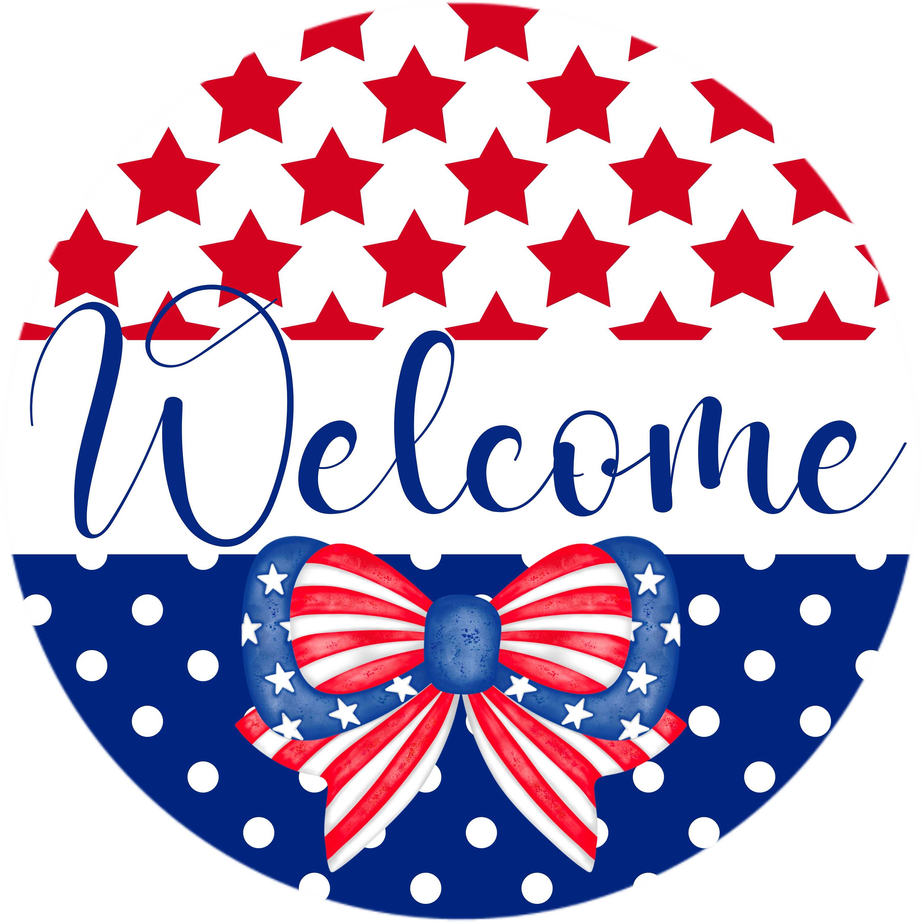 Patriotic Welcome Sublimated Wreath Sign, America Welcome Sign - Etsy