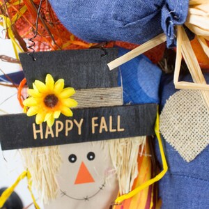 Happy Fall Scarecrow Wreath With Orange and Blue Deco Mesh - Autumn ...