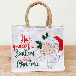 Southern Santa Gift Tote, Santa Face Gift Bag, Reusable Gift Bag - Etsy