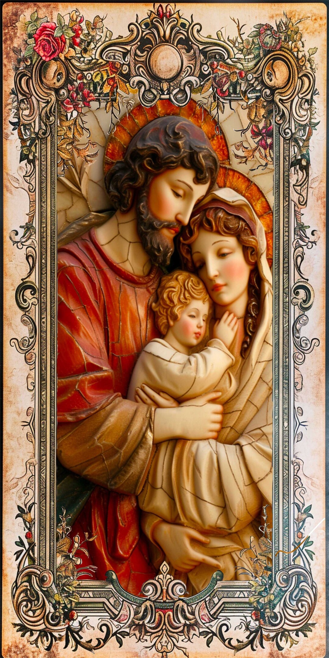 Victorian Nativity Christmas Sign - 6x12" Sublimated Wreath Sign ...