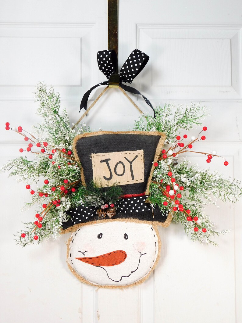 Snowman Joy Door Hanger, Holiday Snowman Door Hanger, Christmas Joy ...