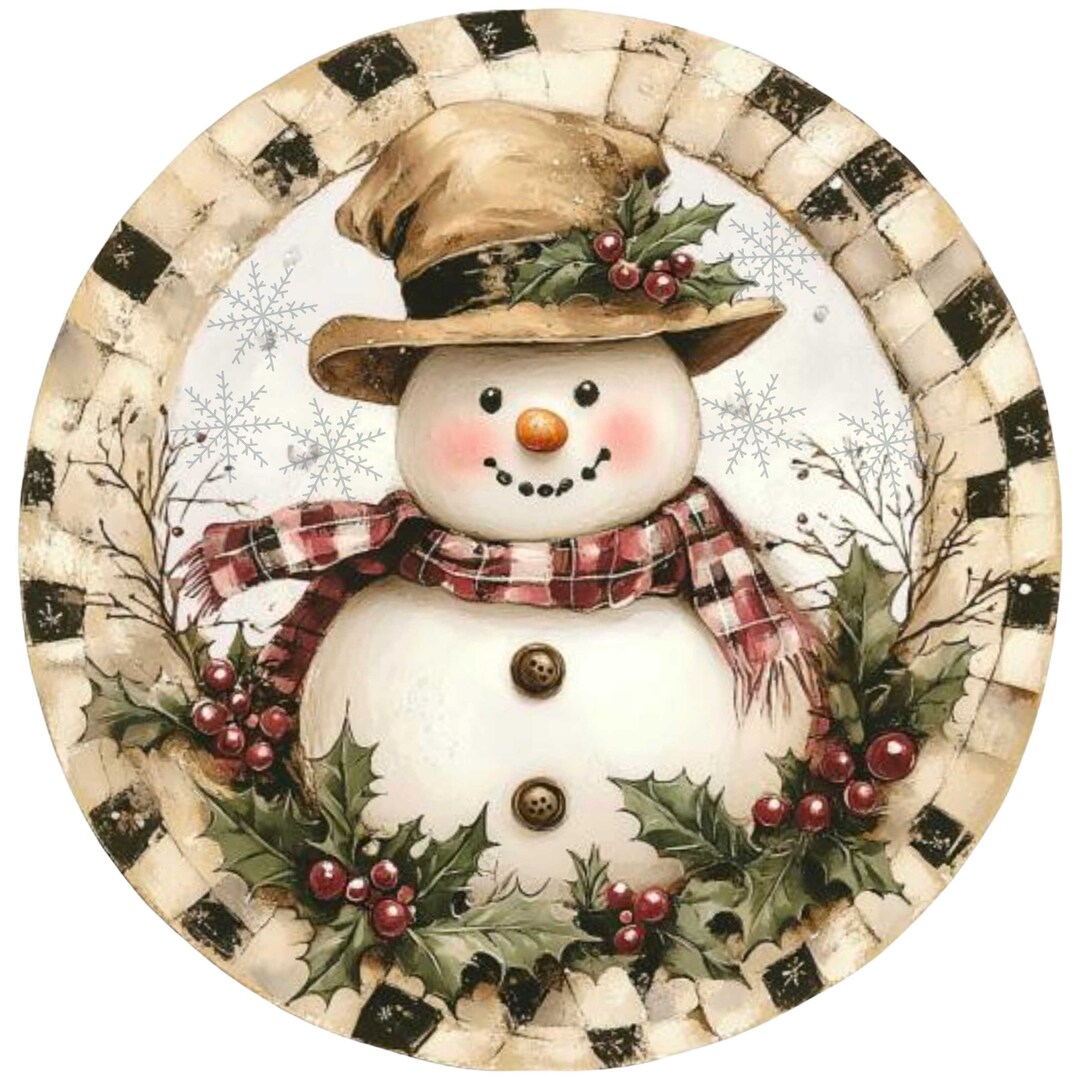 Rustic Snowman Christmas Wreath Sign - Farmhouse Holiday Decor ...