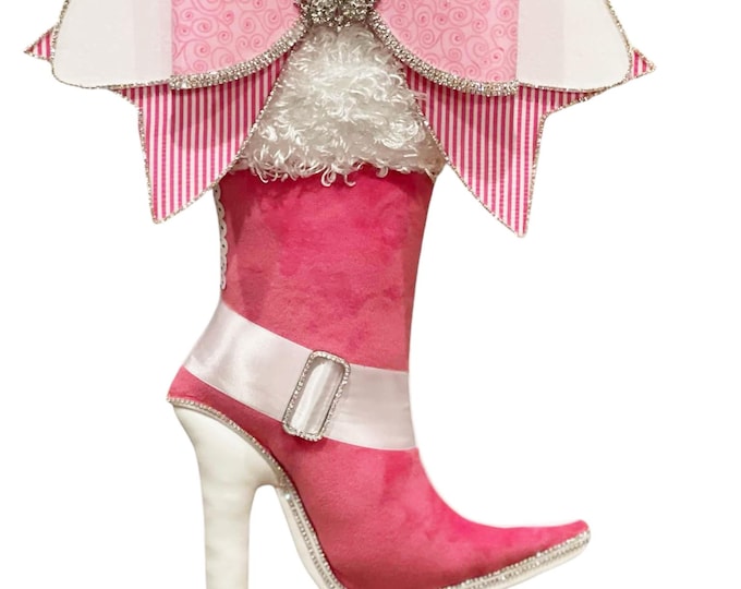 Pink Bougie Boot Wreath Attachment Glam Christmas Boot Decor With Pink ...