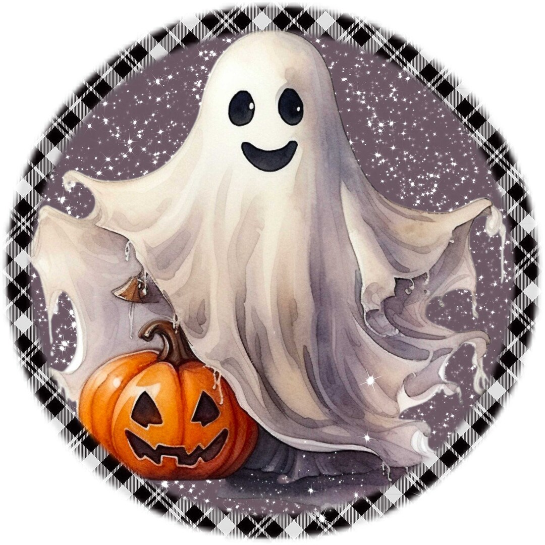 Halloween Happy Ghost Sublimated Round Sign, Cute Ghost Halloween ...