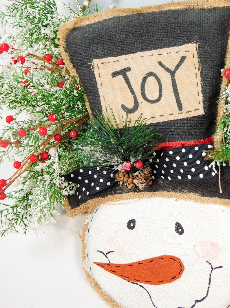 Snowman Joy Door Hanger Holiday Snowman Door Hanger - Etsy