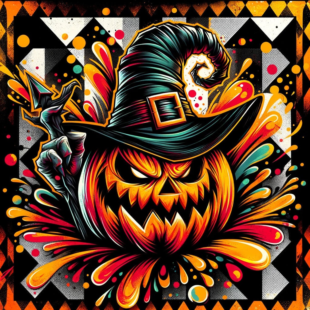 Halloween Witch Pumpkin Square Wreath Sign – Vibrant 10" Sublimated ...