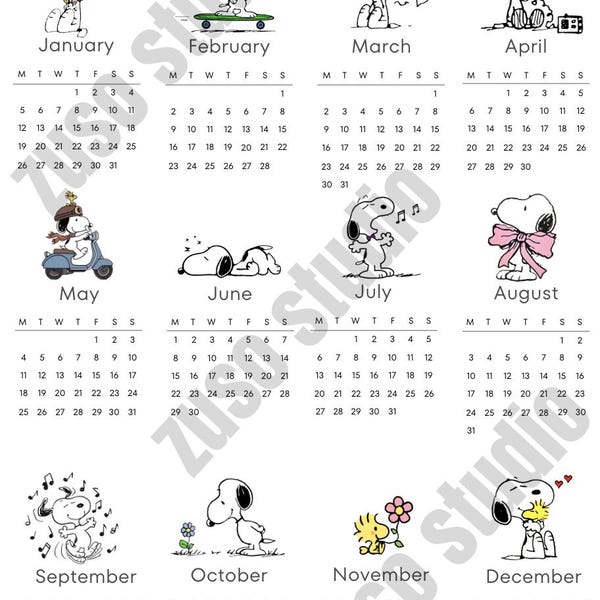 Snoopy Wall Calendars 2026 - Etsy UK