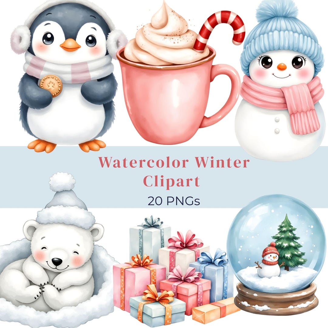Winter Wonderland Clipart, Snowman, Penguin, Mug (digital Download) - Etsy