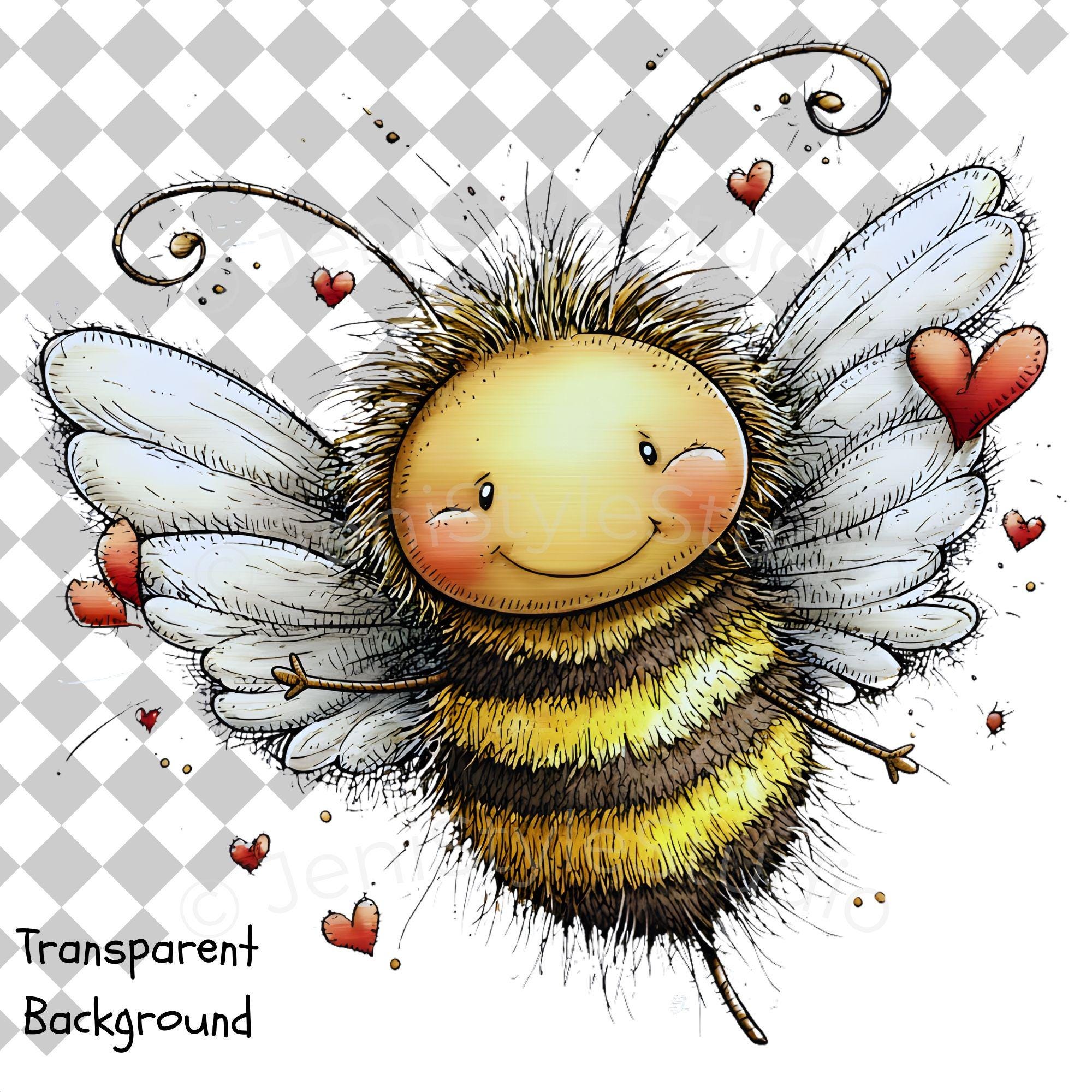 Valentine Bee Clipart Set, Whimsical Love, Hearts (digital Download) - Etsy
