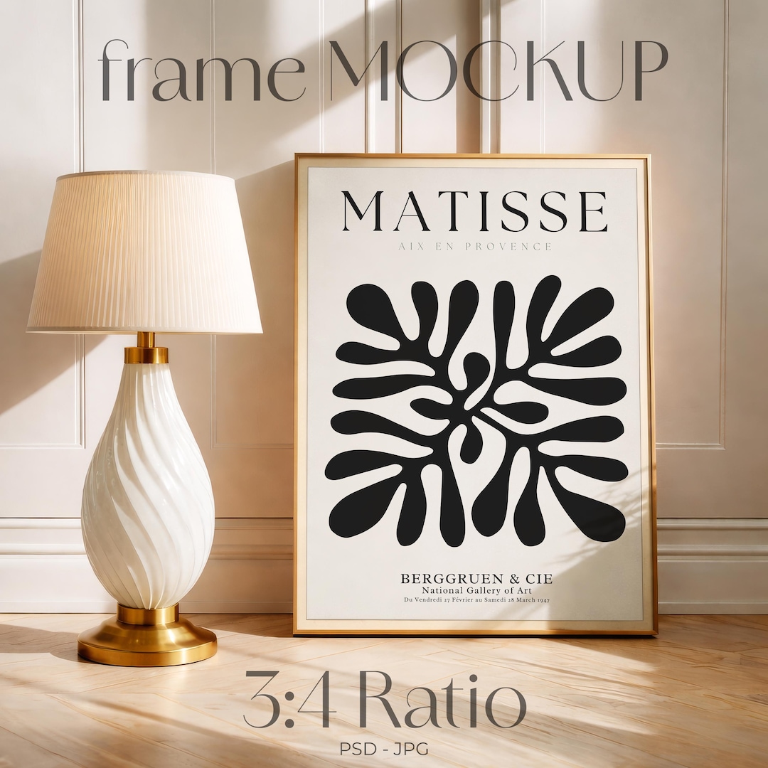 Modern Scandinavian Gold Frame Mockup, 3:4 Ratio Minimalist Interior ...