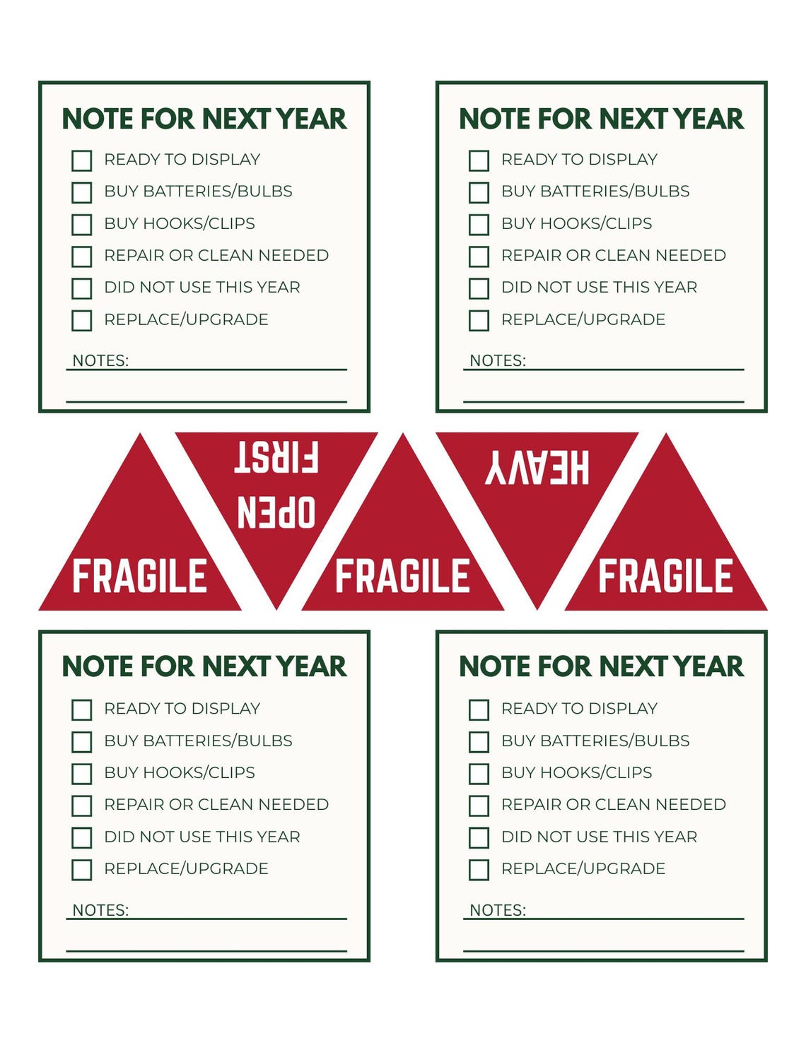 Holiday Storage Bin Labels, Christmas Decoration Organization System ...