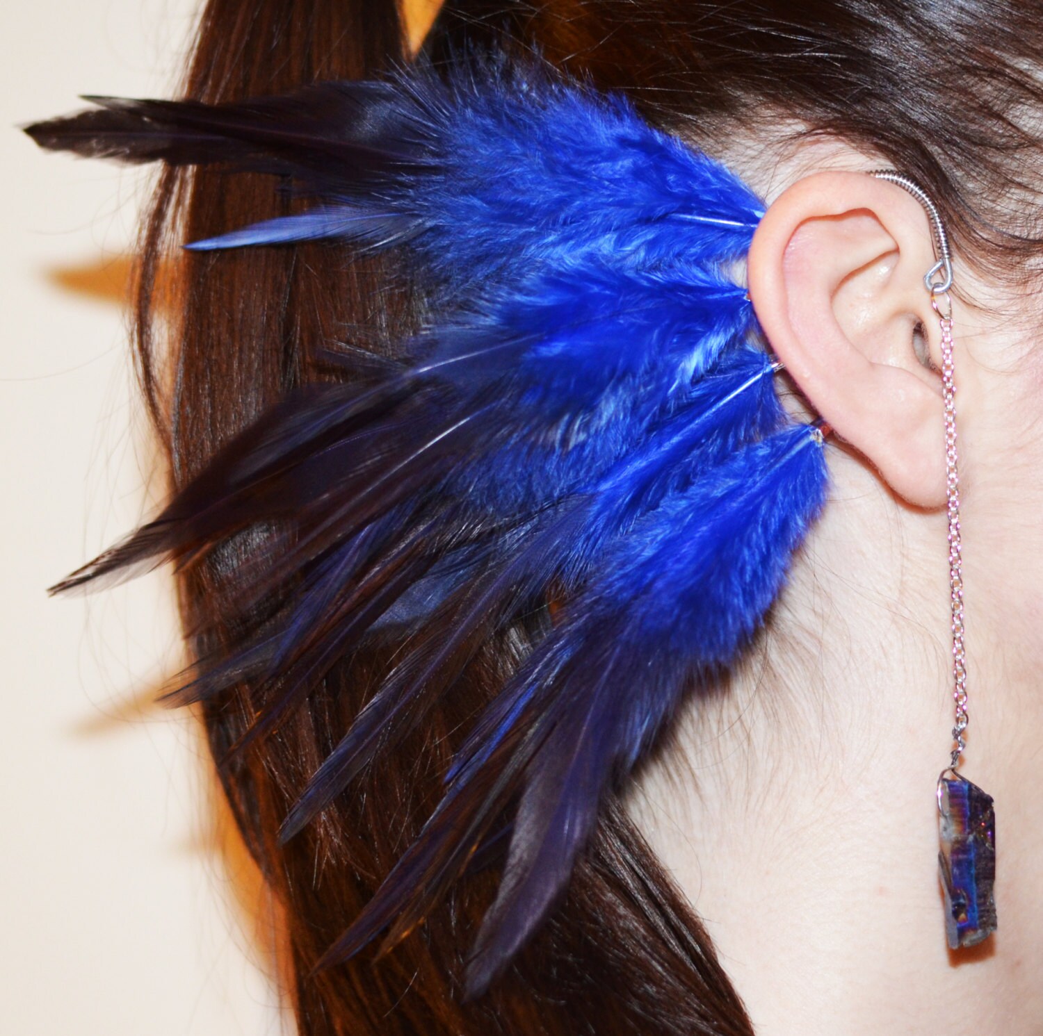 Feather Ear Cuff, Ear Cuff, Feather Earrings, Ear Wrap, Feather Ear ...