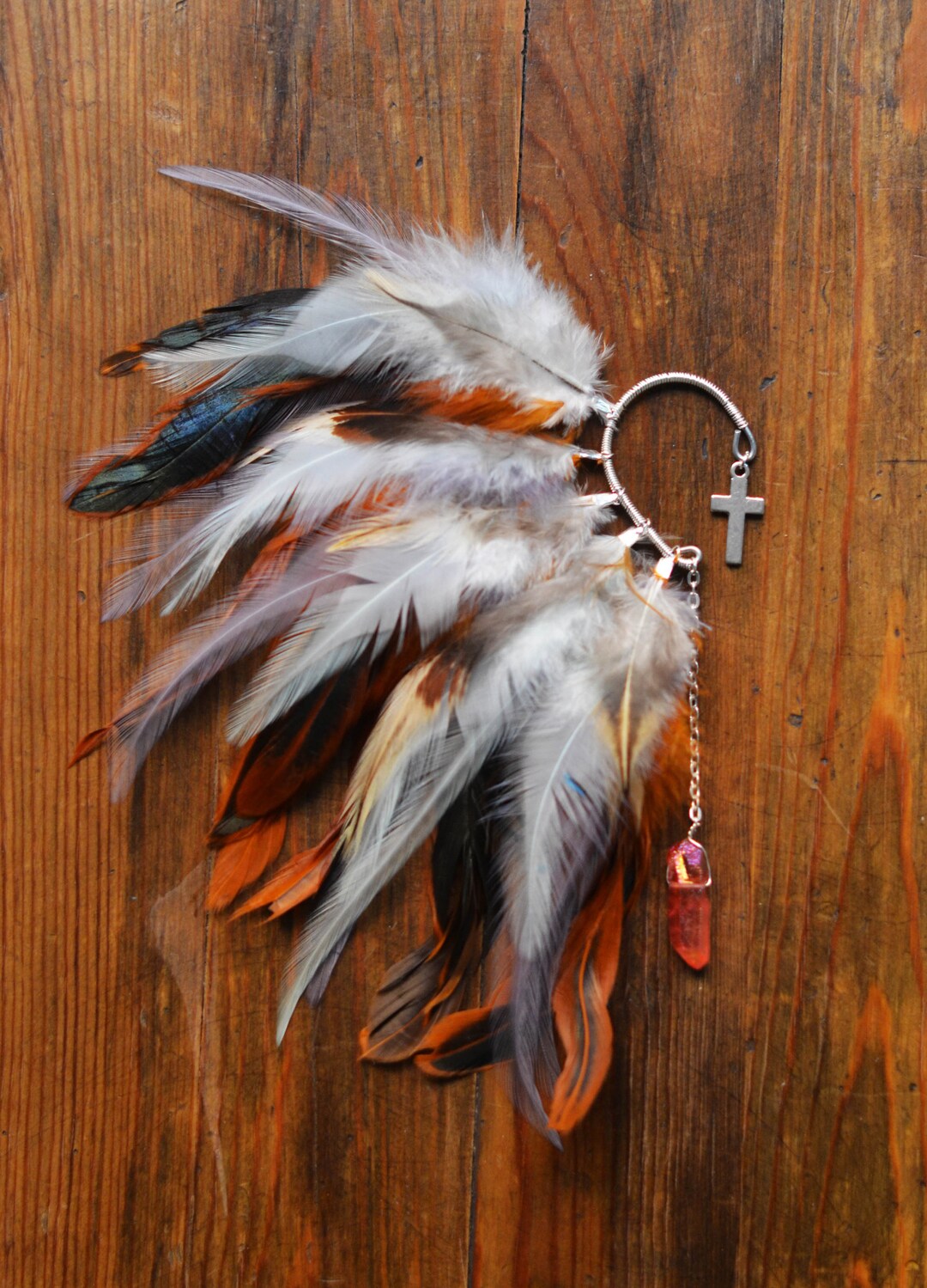 Feather Ear Cuff, Feather Ear Wrap, Tribal, OOAK, Festival Earrings ...