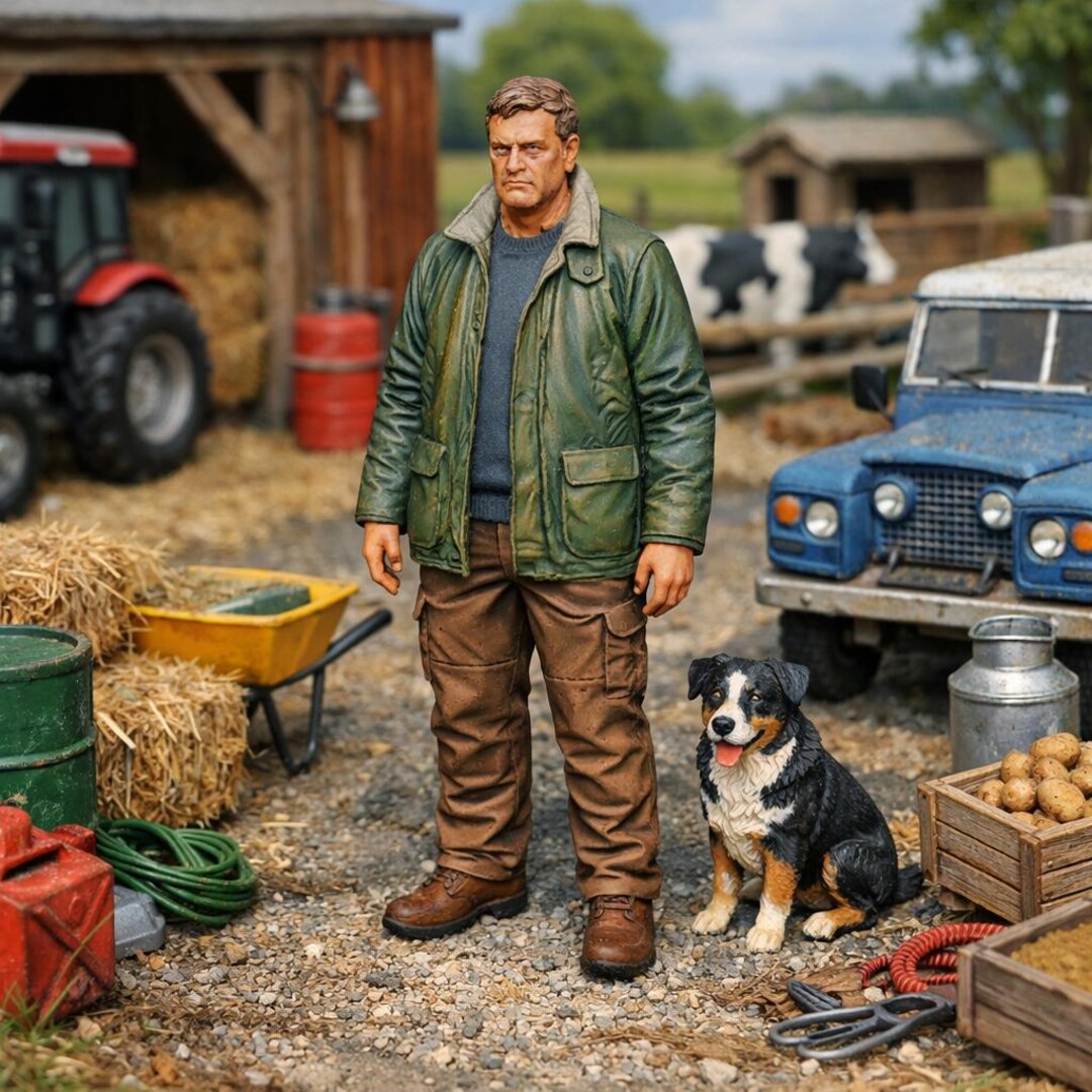3D Printed Farm Figure | Farm Owner With Wax Jacket, Unpainted Kit - Etsy