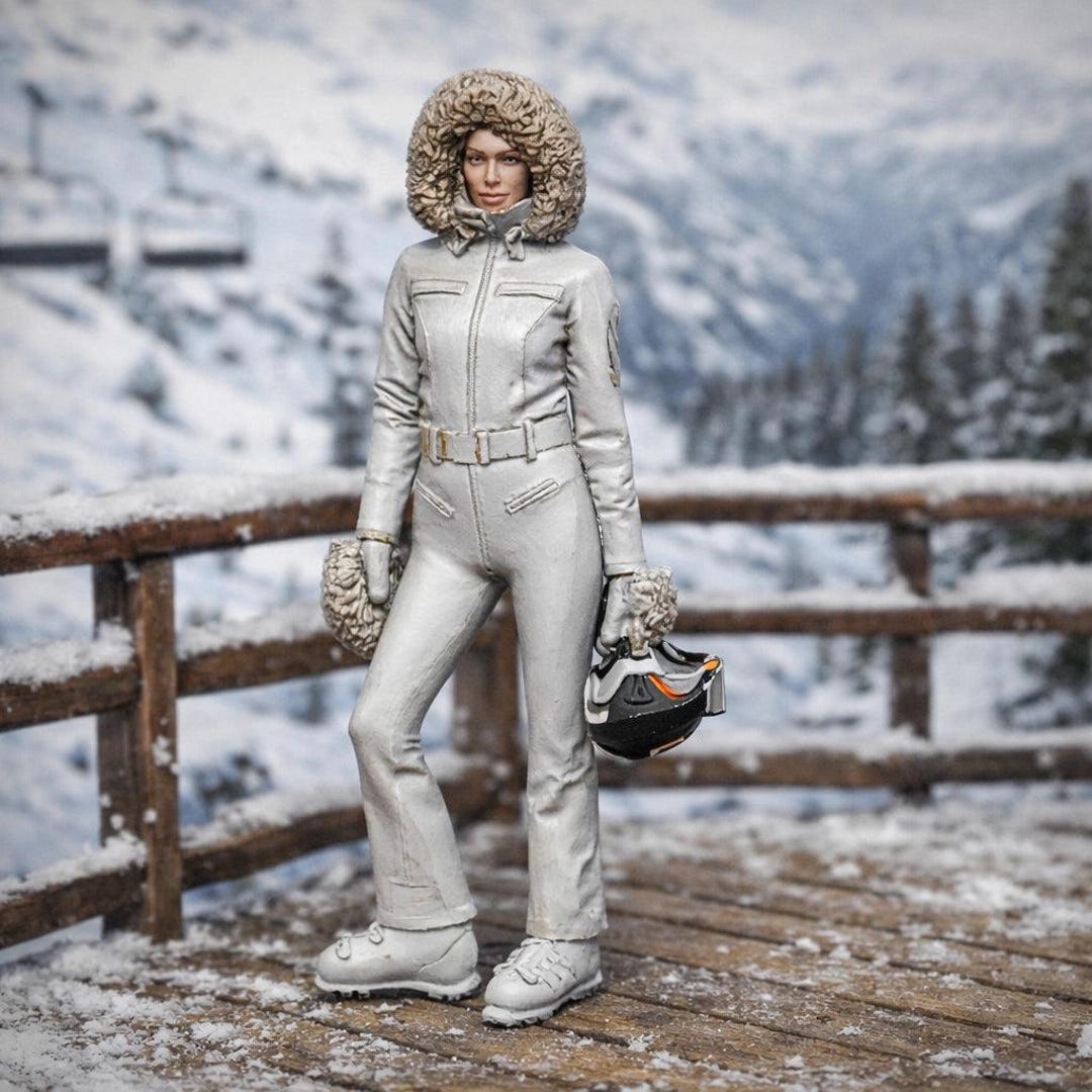 Professional Skier in One-piece Suit With Fur-trimmed Hood | Scale ...
