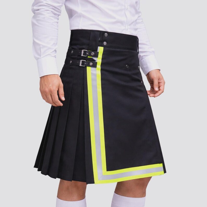 Black Firefighter Utility Kilt – 100% Cotton Tactical Work Kilt for Men ...