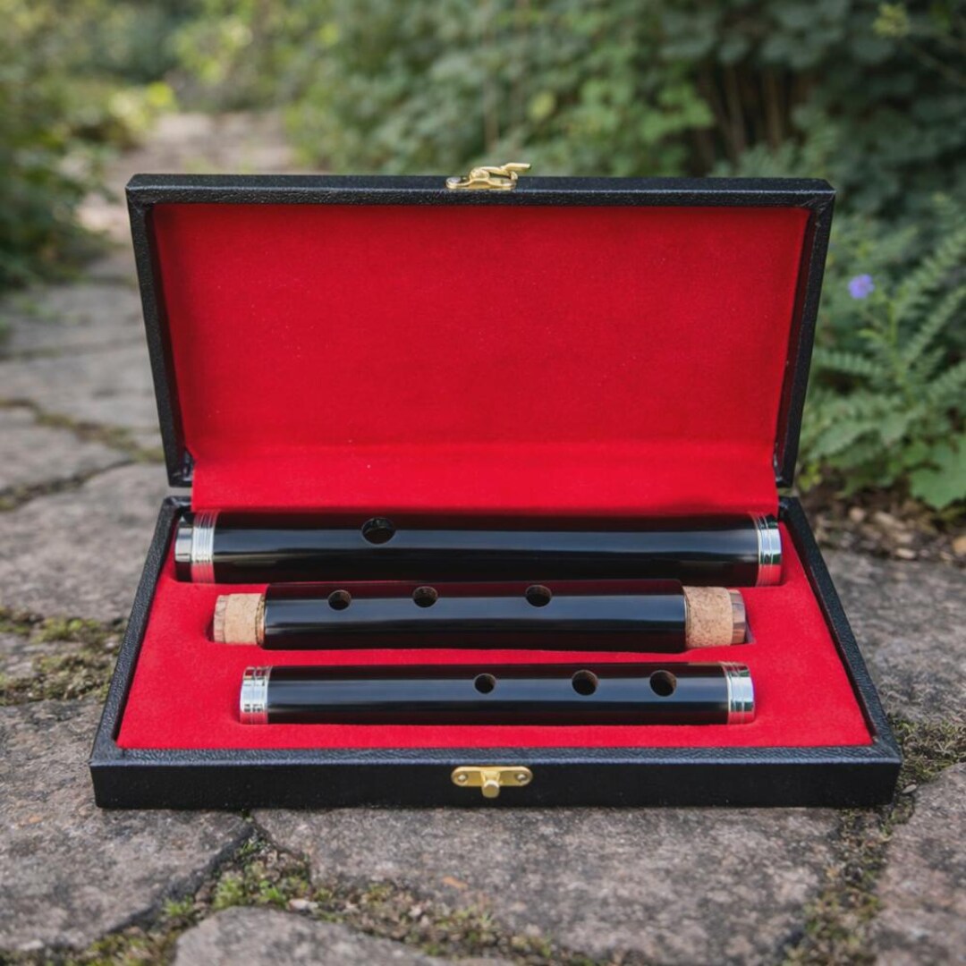 Handmade Black Irish Flute – 3-piece Rosewood Flute Set With Nickel ...