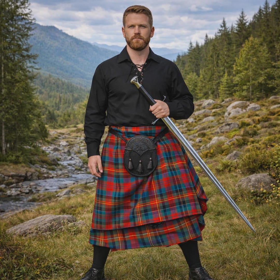 Traditional Scottish Great Kilt – 16th Century Unisex Highland Plaid ...