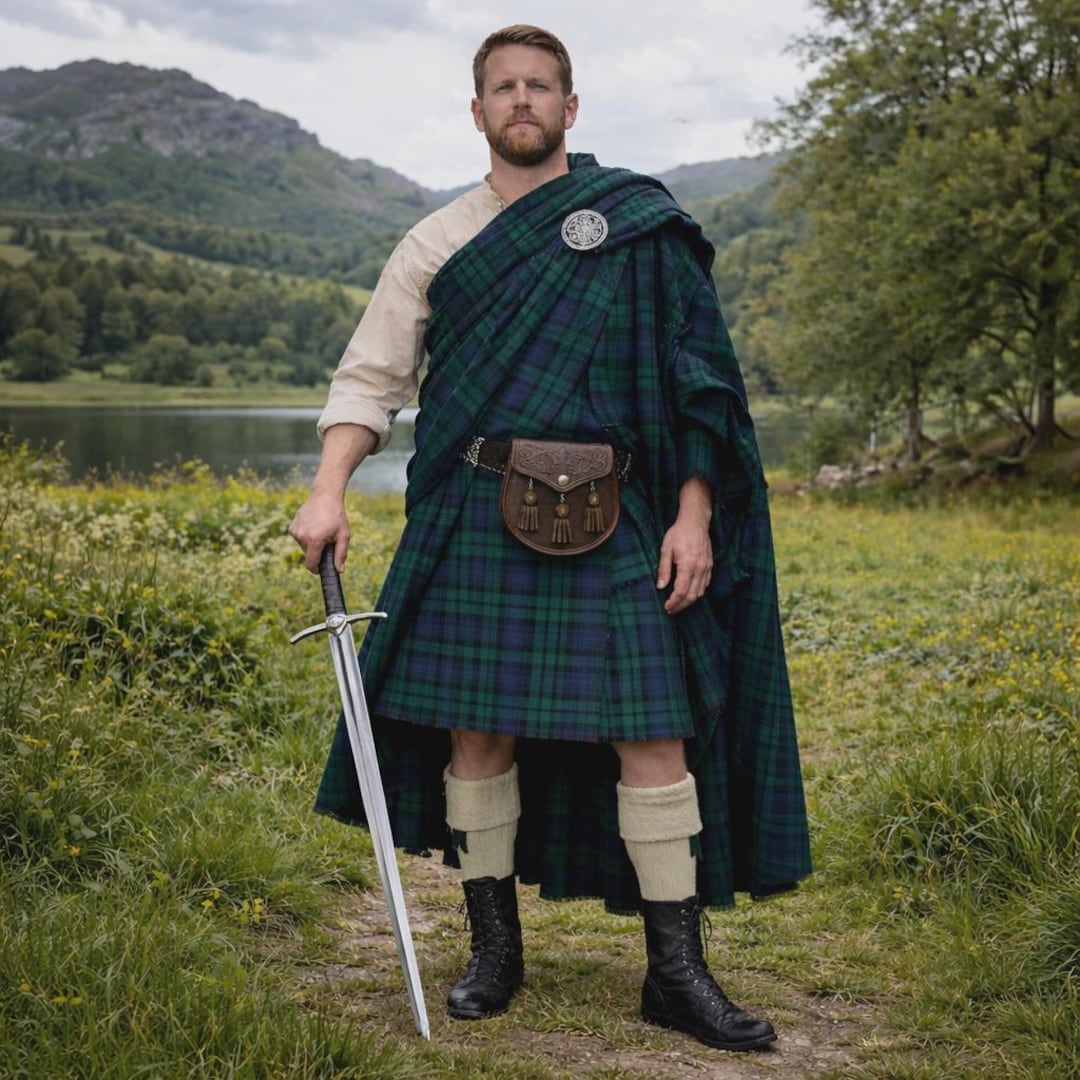 Traditional Scottish Great Kilt – Handcrafted Highland Tartan Belted ...