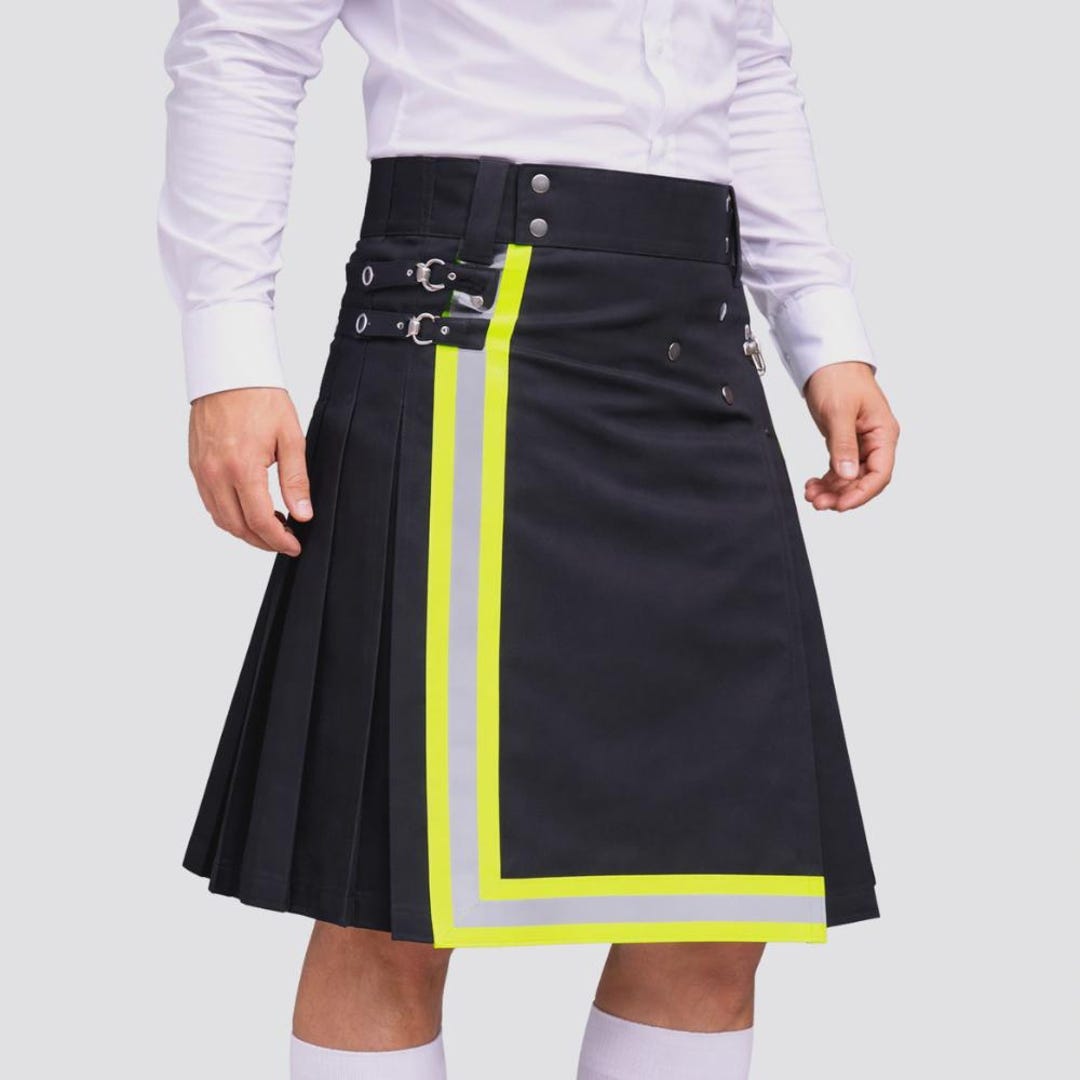 Black Firefighter Utility Kilt – 100% Cotton Tactical Work Kilt for Men ...