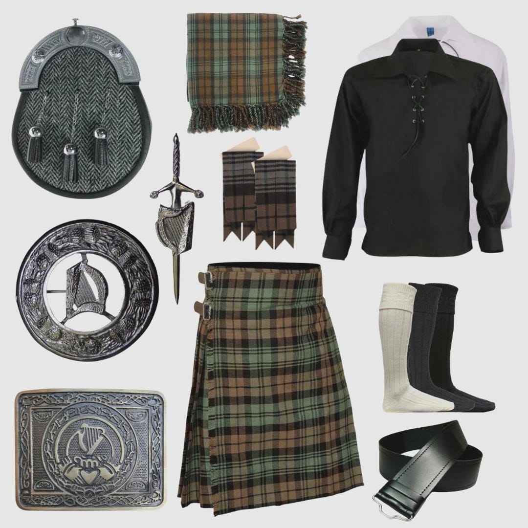 10-piece Scottish Harp Kilt Outfit – Highland Traditional Vintage ...