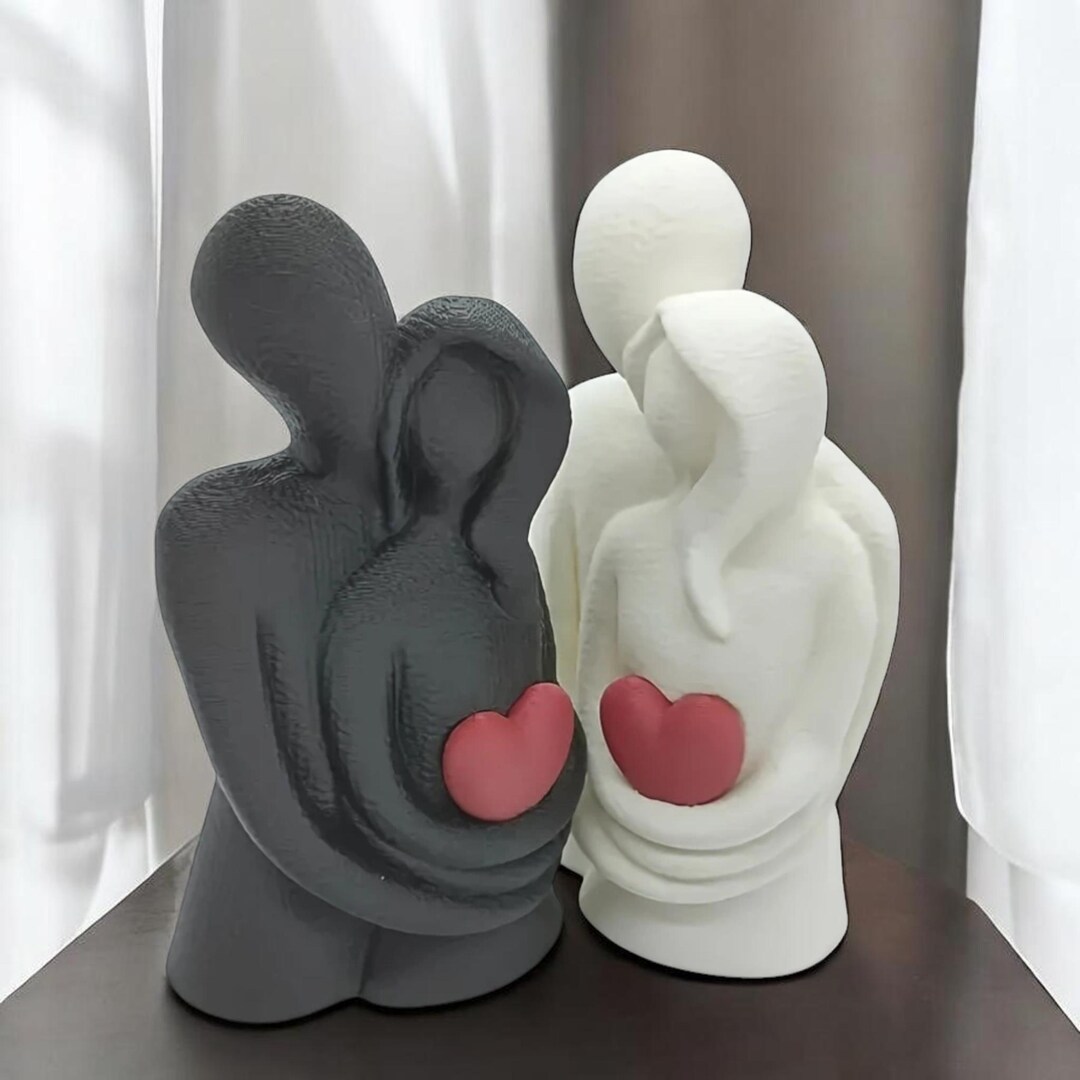 3D Printed Embracing Couple Statue – Modern Love Decor, Romantic Hug ...