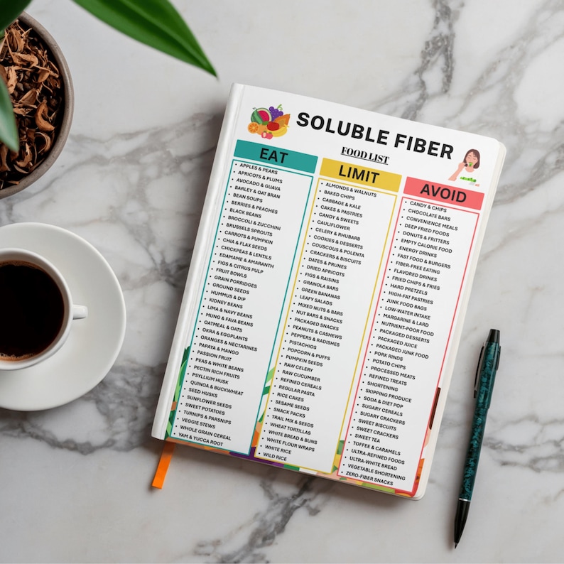 Soluble Fiber Food List Printable PDF, High Fiber Foods Chart,gut ...
