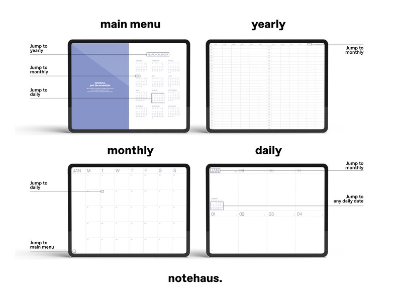 Minimalist Digital Planner Frames / Notehaus / 2026 / January to ...