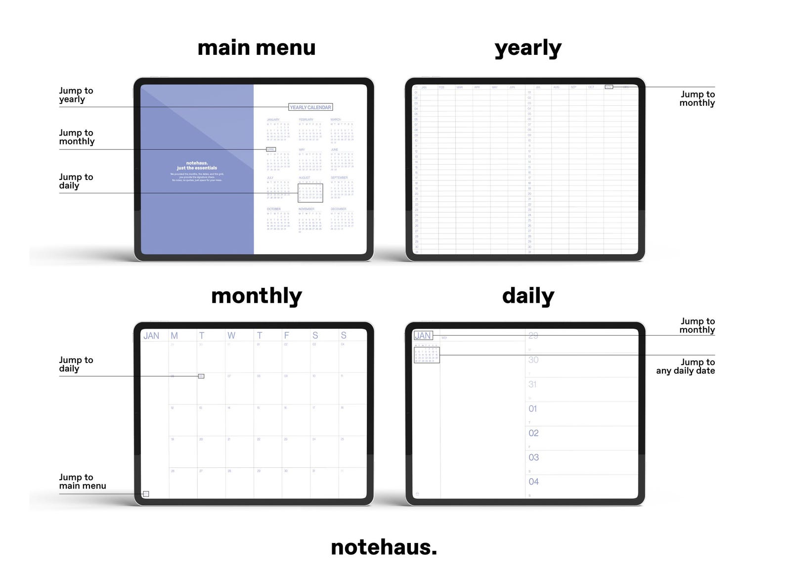 Minimalist Digital Planner Notes / Notehaus / 2026 / January to ...
