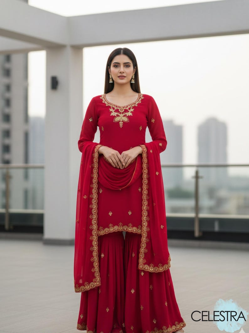 Beautiful Designer Embroidered with Sequence Work Salwar Kameez With ...