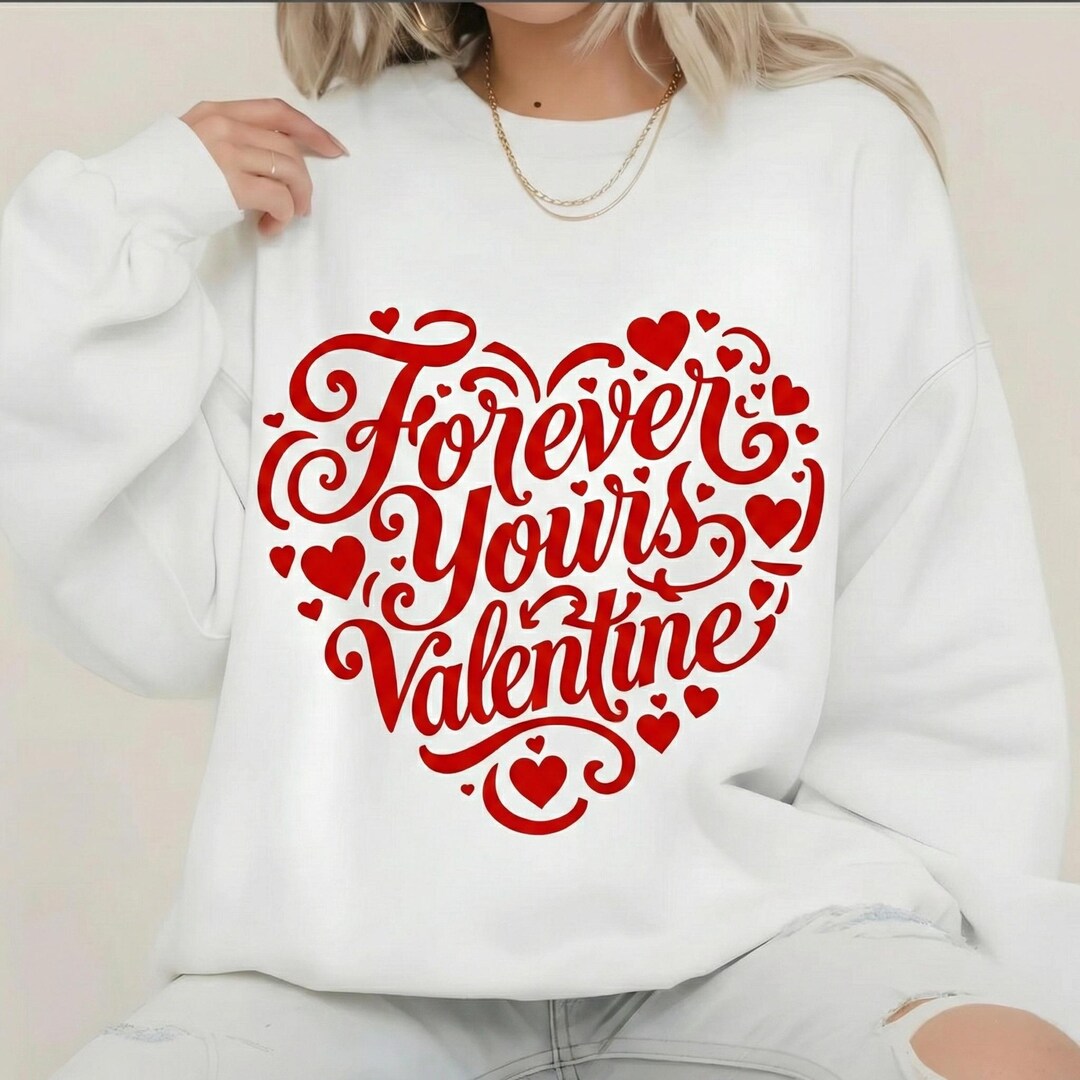 Forever Yours Valentine Heart PNG: Red Calligraphy Typography ...